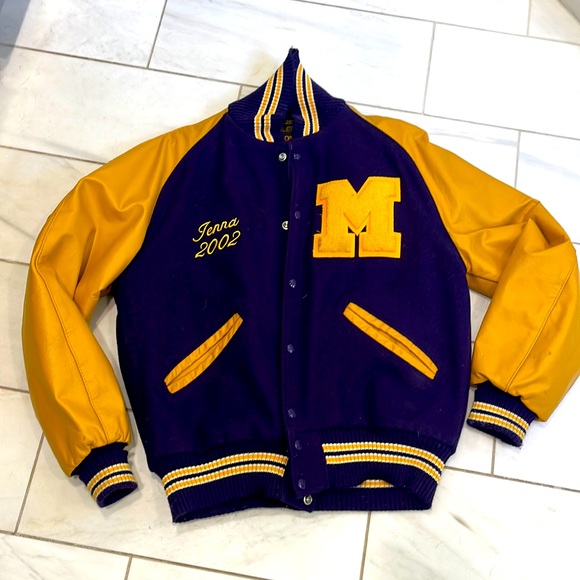 Delong | Jackets & Coats | Vintage Delong Varsity Lettermans Jacket 202 Purple And Gold M | Poshmark